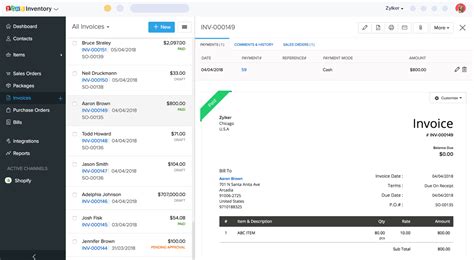 Zoho Inventory Invoicing Software