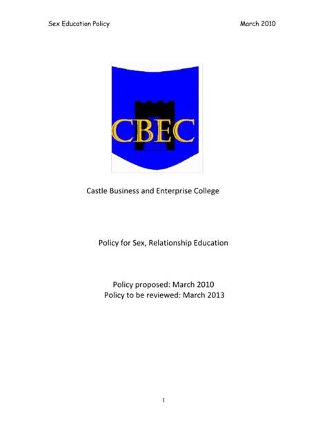 Sex Education Policy Castle Business And Enterprise College
