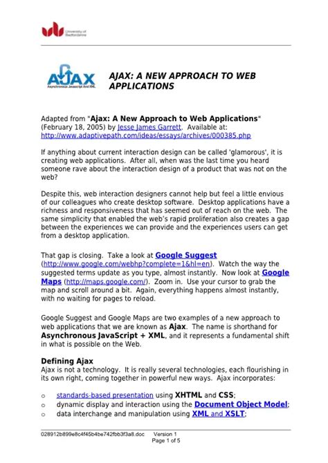 Ajax A New Approach To Web Applications Docslib