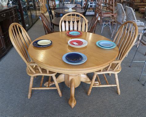 Light Oak Pedestal Dining Set New England Home Furniture Consignment