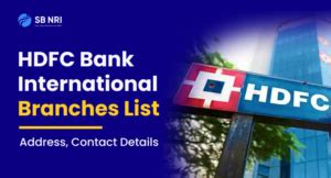 HDFC Bank International Branches List Address Contact Details SBNRI