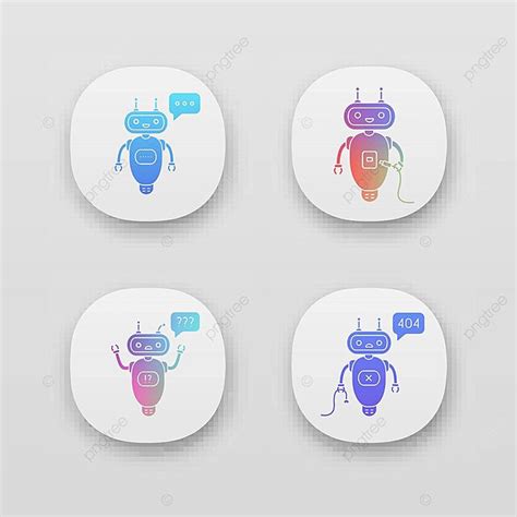chatbots app icons set set question type vector set question type