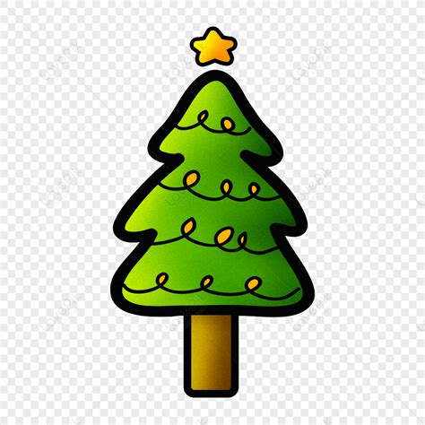 녹색 만화 크리스마스 트리 평면 손으로 그린 그림 투명 Png Png 일러스트 무료 다운로드 Lovepik