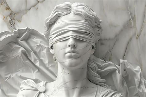 Blindfolded Lady Justice Sculpture Closeup Representing Impartiality In Law Premium Ai