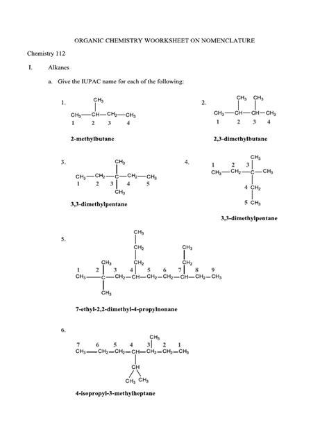 Iupac Practice 3 Pdf