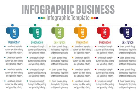 Infographic Template 6 Step Timeline Journey Flat Simple Infographics Design Template