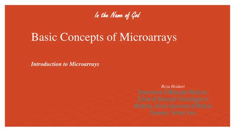 Pdf Basic Concepts Of Microarrays