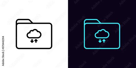 Outline File Folder Icon With Editable Stroke Folder Frame With Cloud Data Update Arrows