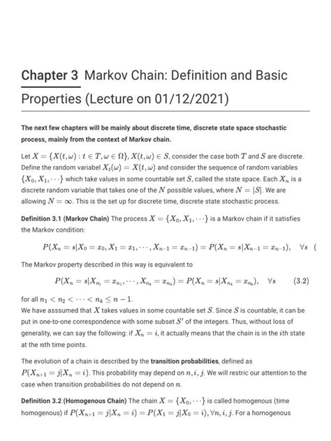 chapter 3 markov chain definition and basic properties lecture on 01