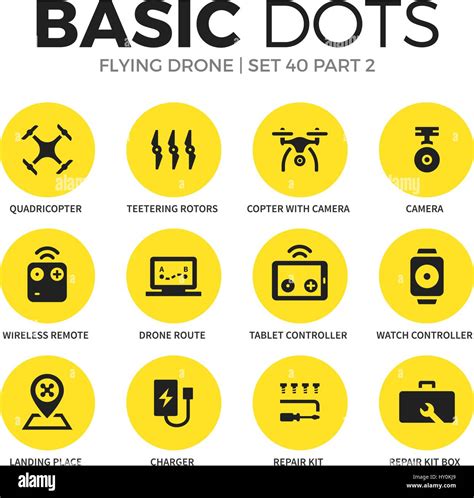 Flying Drone Flat Icons Vector Set Stock Vector Image And Art Alamy