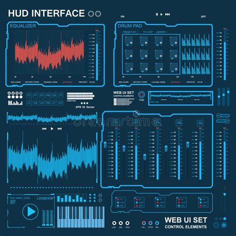 Futuristic Blue Virtual Graphic Touch User Interface Music Interface Futuristic Blue Virtual Graphic Touch User Interface Music Interface