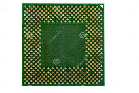 Macro Of Computer Processor Isolated Stock Image Image Of Gold