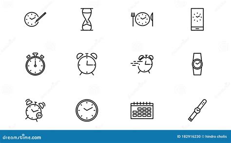 Time And Clock Set Iconstimer Speed Alarm Time Management Calendar And More Stock Vector