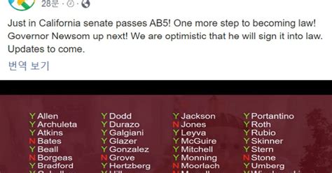 플랫폼 노동 보호법안 캘리포니아 의회 통과 우버 등에 영향