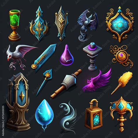 Set Of 2d Sprite For Videogames Rpg Style Magic Fantasy Stock Illustration Adobe Stock