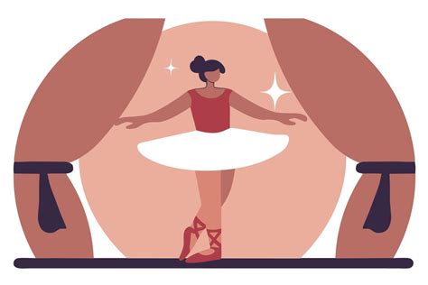 Female Ballerina Dancer Wearing Tutu Dress Flat Illustration 54062455