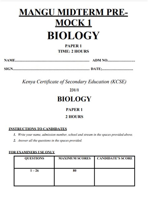 KCSE PREDICTION EXAMS 2024 FORM 4 ASSESSMENT