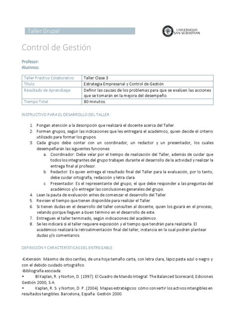 Uss Control De Gestión C3 2 Tallerclase3 Pdf Calidad Comercial Logística