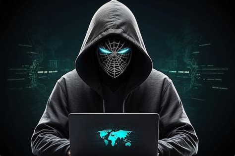 premium photo dark web hooded hacker cyber war concept