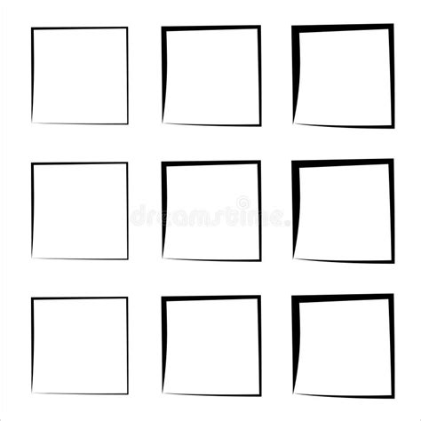 Set Of Grunge Square Handdrawn Square Frame Grunge Style Set Of Square Shapes Stock Vector