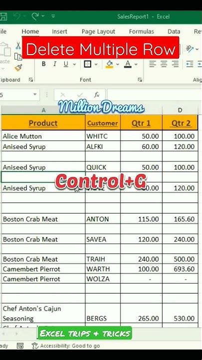 Delete Multiple Row In Excel Excel Shorts Shorts Excelshorts