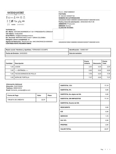 Ecua Documentos Electronicos Portal Report E Invoice Qweb Pdf