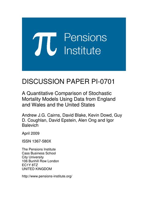 Pdf A Quantitative Comparison Of Stochastic Mortality Models Using Data From England And Wales