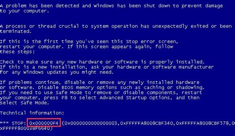 fix 0x000000f4 blue screen error windows 10