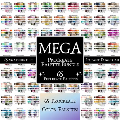 Procreate Color Palette Bundle Bright Colors Pastel Colors Muted Colors Color Swatches IPad