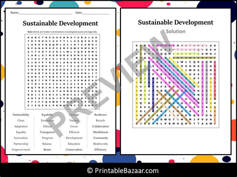 Sustainable Development Word Search Puzzle Worksheet Activity