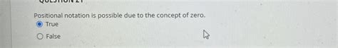 solved positional notation is possible due to the concept of