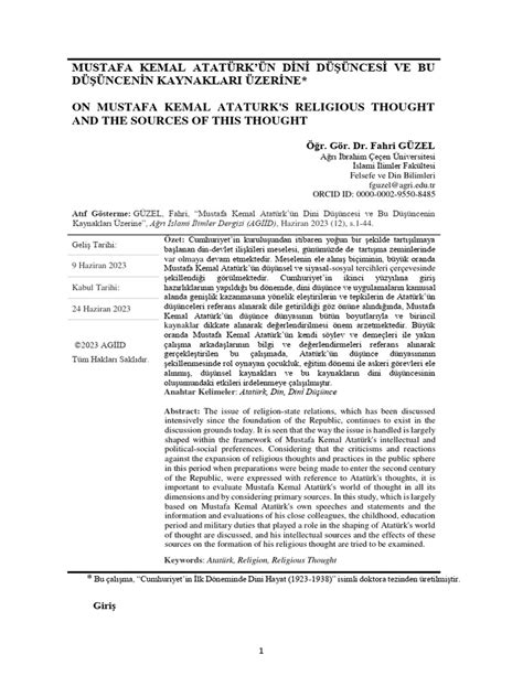Mustafa Kemal Atat Rk N D N D Nce D Nyasi Ve Kaynaklari Zer Ne 1312159 3199396 Pdf