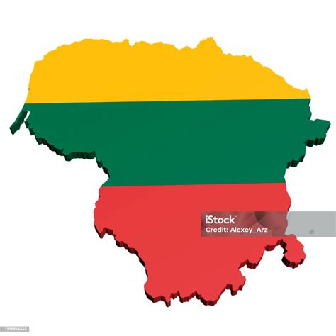 흰색 배경에 국기의 색상에 리투아니아지도의 3d 모델 격리 리투아니아 국기에 대한 스톡 사진 및 기타 이미지 리투아니아 국기 0명 3차원 형태 Istock