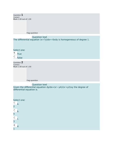 De1 Quiz Question 1 Correct Mark 1 Out Of 1 Flag Question Question