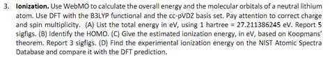 Solved Ionization Use Webmo To Calculate The Overall Energy