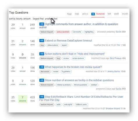 Please Give Us The Ability To Sort Featured Tab By Bounty Amount Meta Stack Exchange