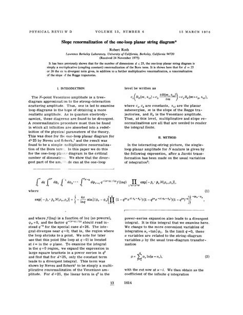 Pdf Slope Renormalization Of The One Loop Planar String Diagram