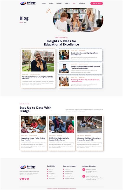 Bridge University And School Education Elementor Template Kit By Rometheme