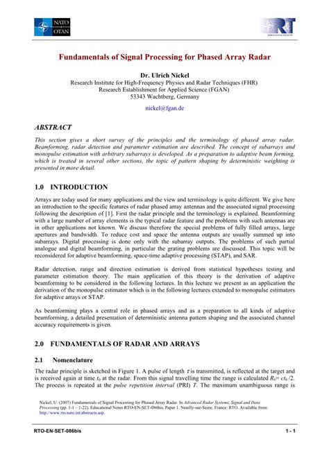 fundamentals of signal processing for phased array radar docslib