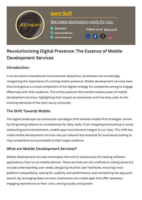 Guide To Innovative Mobile App Development Dubai Services Pdf