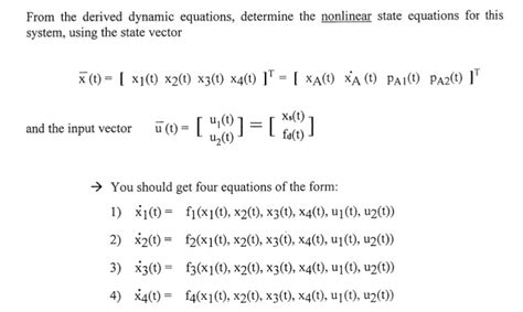 Solved From The Derived Dynamic Equations Determine The Chegg