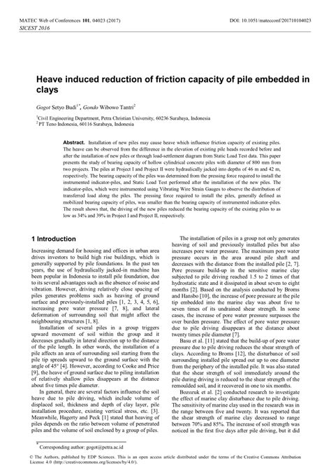 Pdf Heave Induced Reduction Of Friction Capacity Of Pile Embedded In Clays