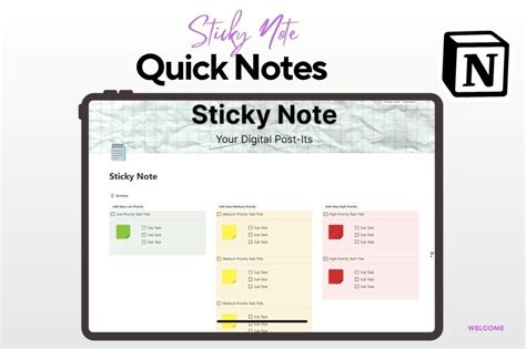 Notion Sticky Notes Dashboard Graphic By Yanisnotion · Creative Fabrica