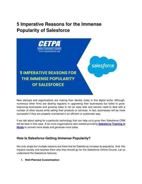 Ppt 5 Imperative Reasons For Immense Popularity Of Salesforce Powerpoint Presentation Id