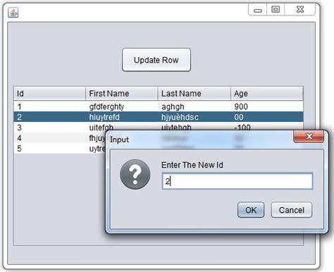 Java How To Update A Jtable Row Using Joptionpane Showinputdialog In Java Netbeans C Java