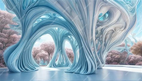 Premium Photo Futuristic Building Biomorphic Architecture Biodesign Of Landscape