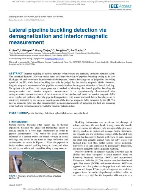 Pdf Lateral Pipeline Buckling Detection Via Demagnetization And Interior Magnetic Measurement