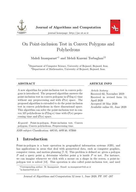 Pdf On Point Inclusion Test In Convex Polygons And Polyhedrons