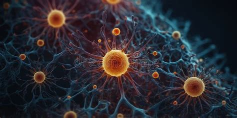 Microscopic View Of Complex Cellular Structures On Dark Gradient