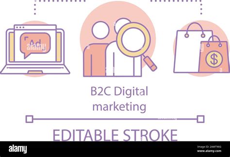 B2c Digital Marketing Concept Icon Business To Consumer Idea Thin Line Illustration Marketing